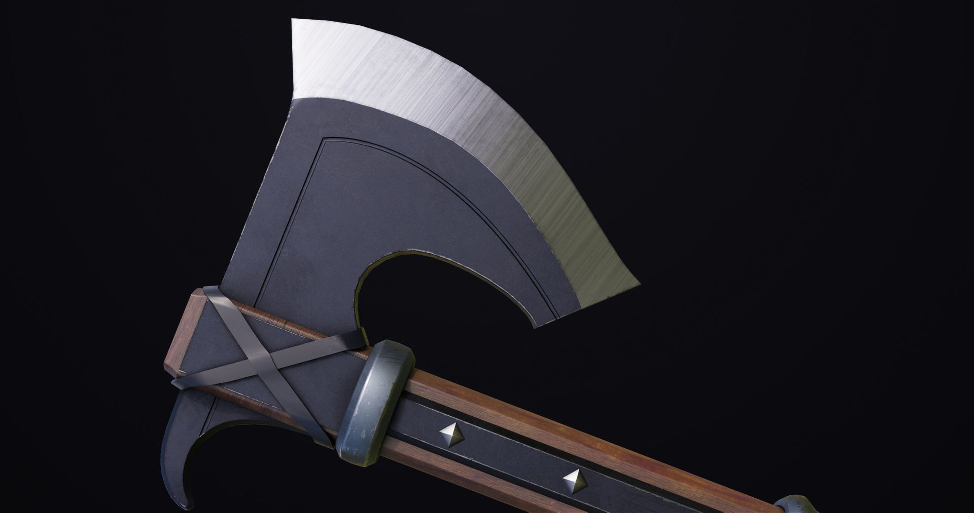 3D model Battle Axe 14 Blue Handle All PBR Unity UE Textures Included ...