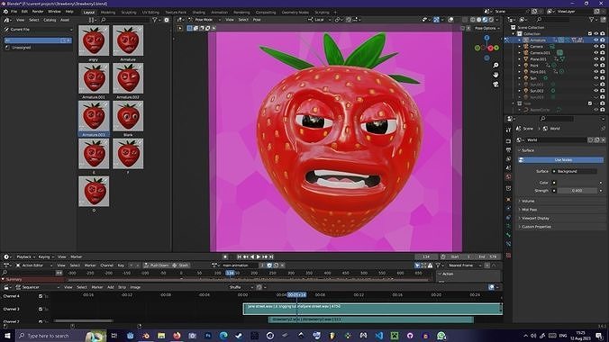 3D model Simple Strawberry Facial Rig with Bendy Bones VR / AR / low ...