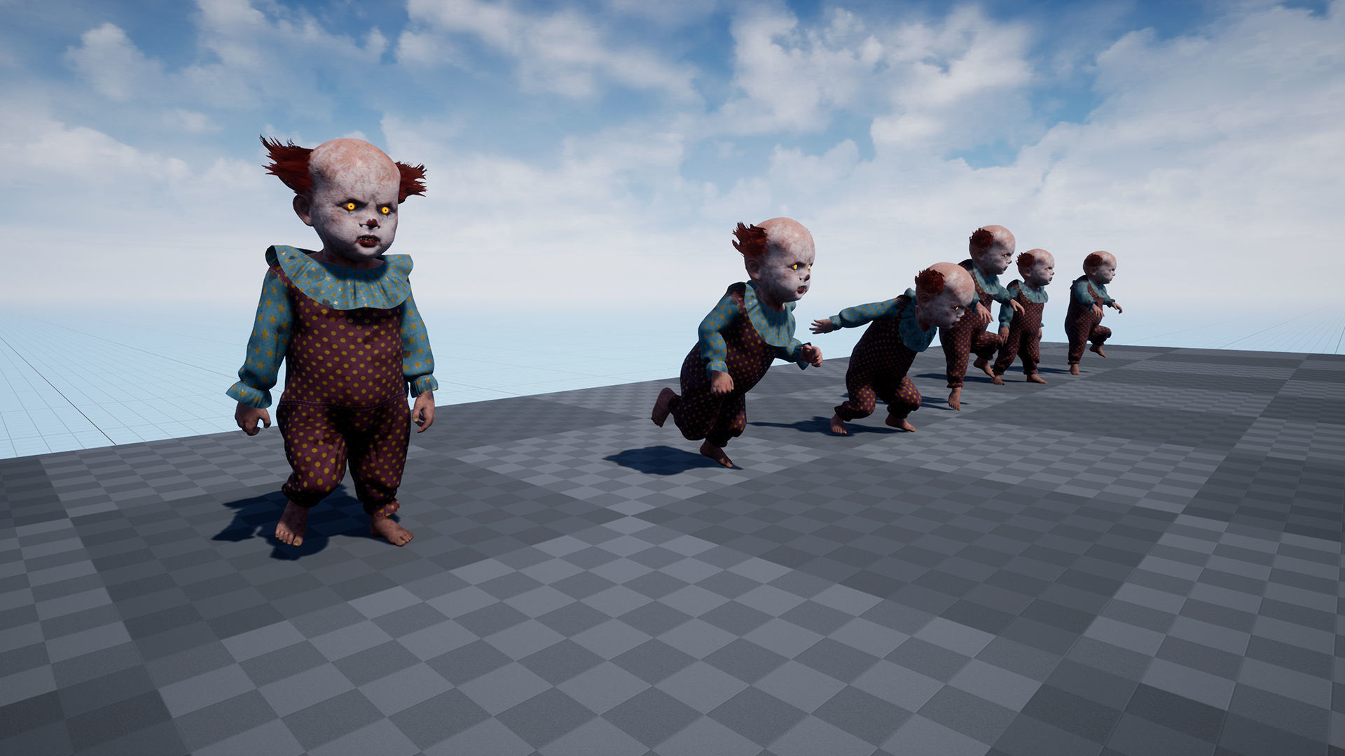 3D model Scary Baby Clown game character for Horror games VR / AR / low ...