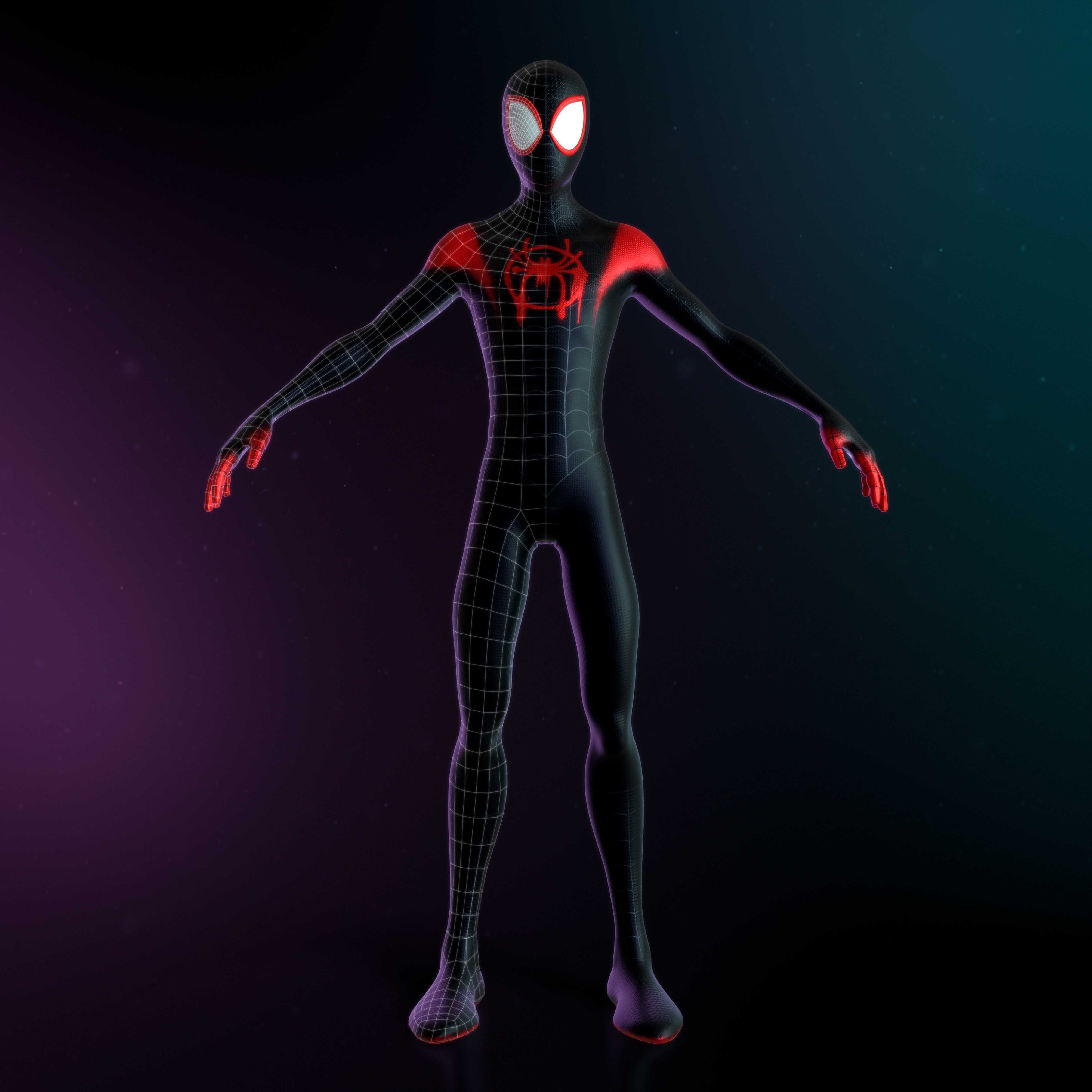 Miles Morales - Spider-Man Across the Spider-Verse Maya rig 3D model rigged | CGTrader