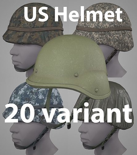 3D model US Helmets and Covers Pack VR / AR / low-poly | CGTrader