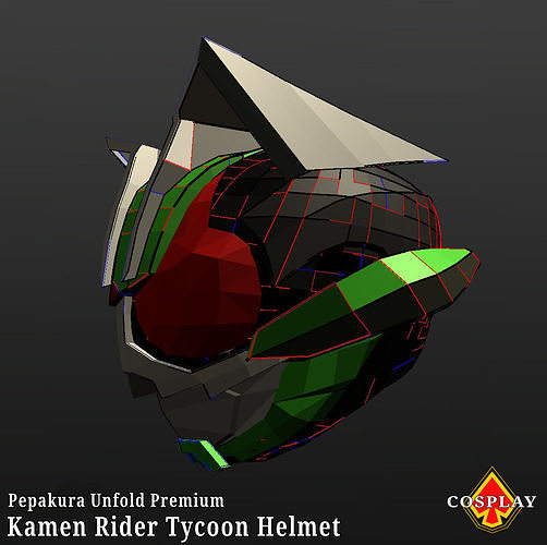3D model Kamen Rider Tycoon Helmet Foam Pepakura Unfold VR / AR / low ...