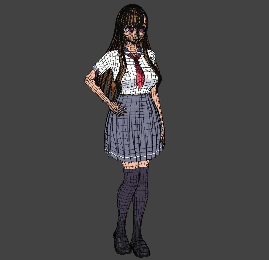 3D model Anime girl - Student - 3 VR / AR / low-poly | CGTrader