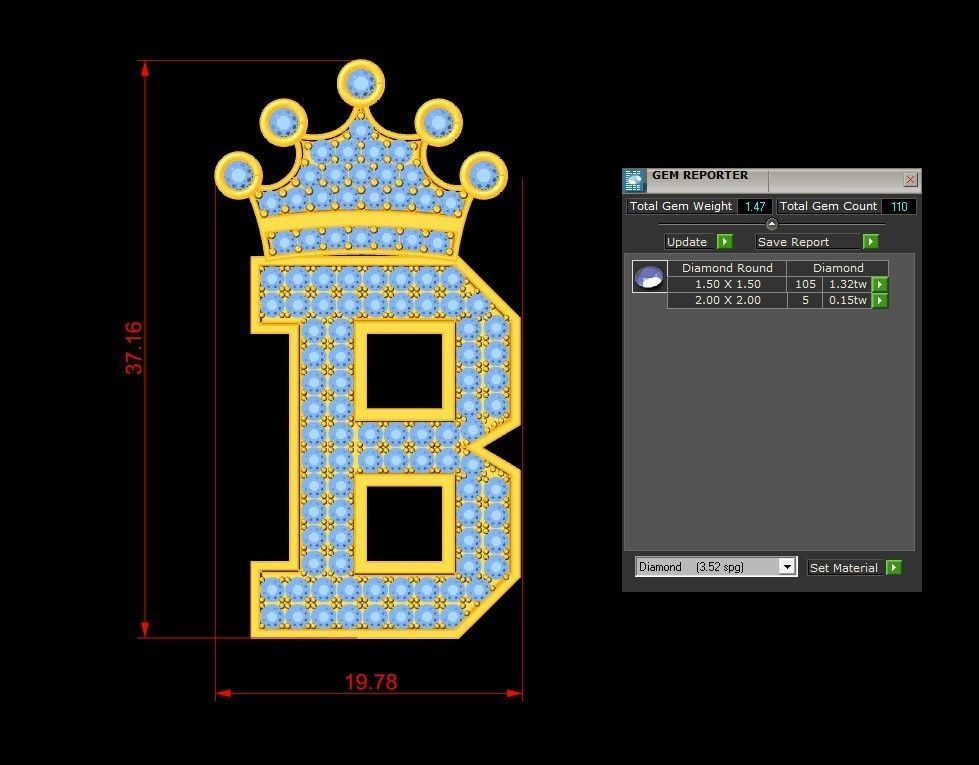 Alphabet Diamond Letter B 3D model | CGTrader