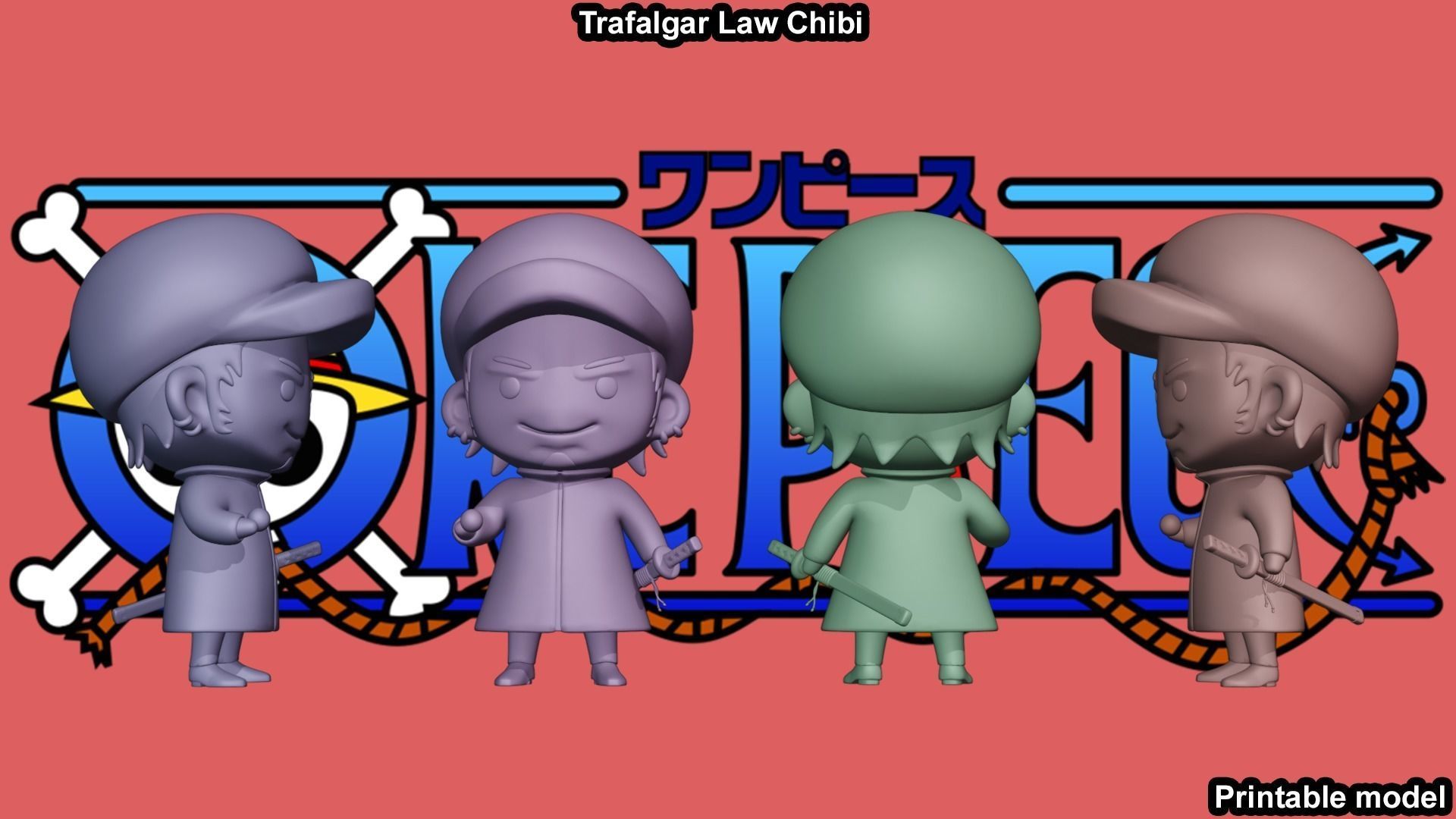 Trafalgar Law Chibi - One Piece 3D model 3D printable | CGTrader