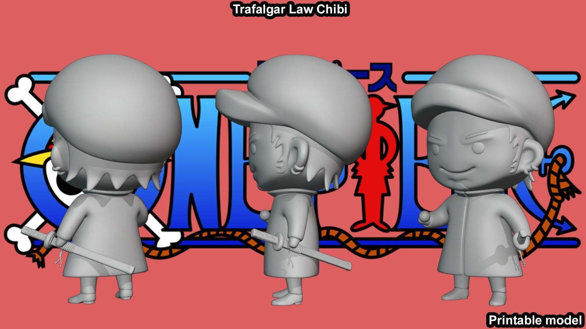 Trafalgar Law Chibi - One Piece 3D model 3D printable | CGTrader