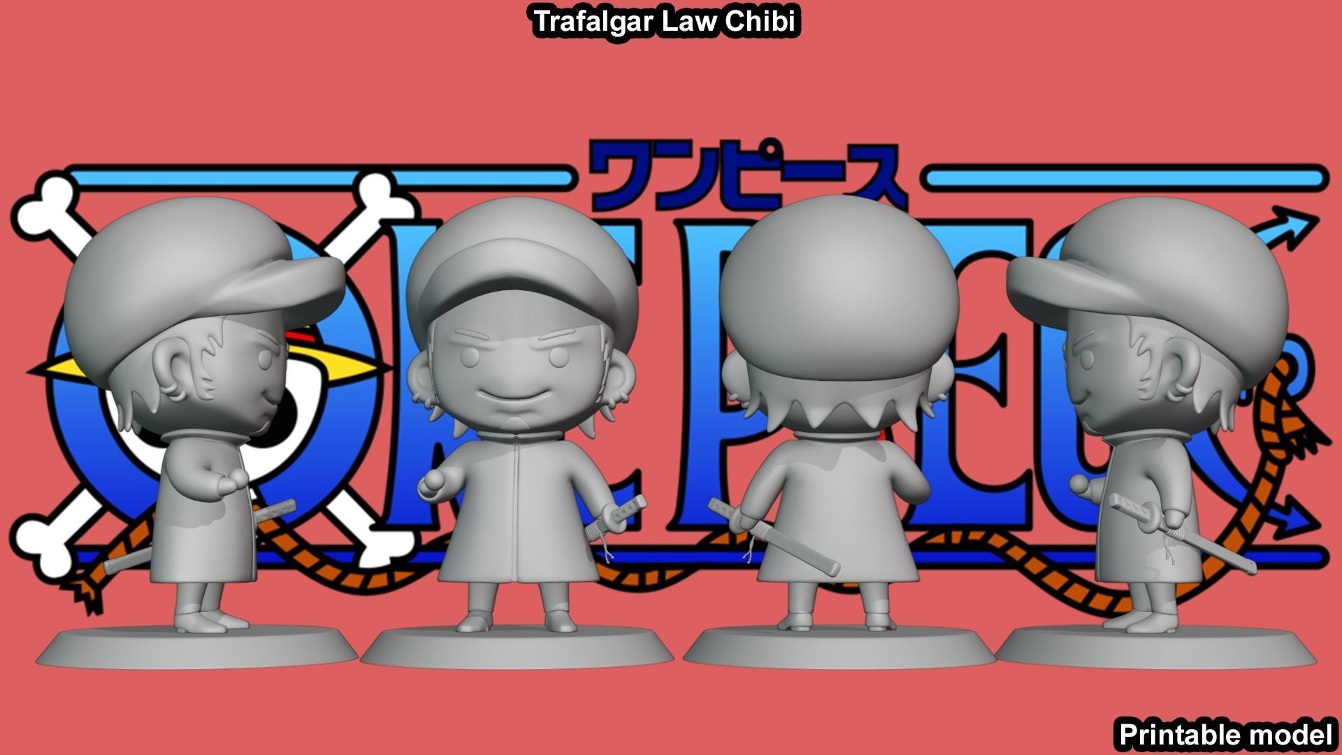 Trafalgar Law Chibi - One Piece 3D model 3D printable | CGTrader