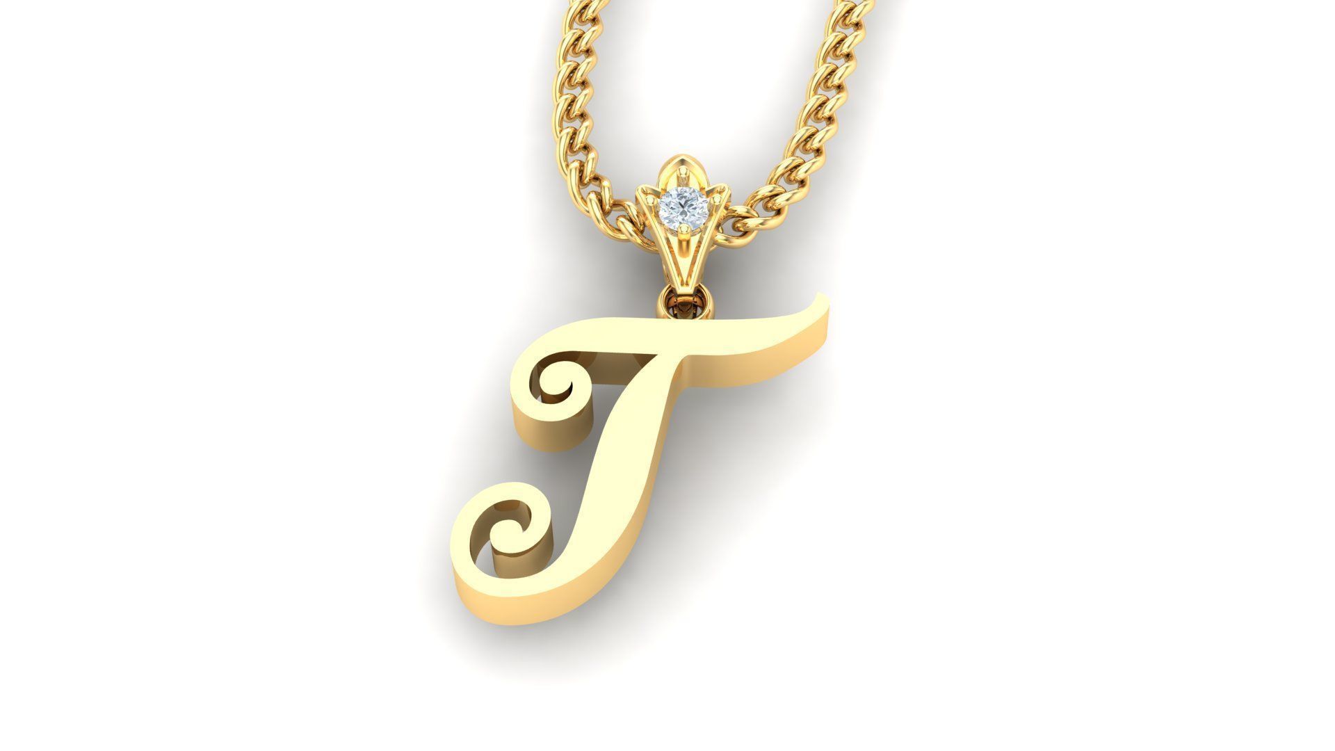 alphabet fonts pendant Letter T 3D model | CGTrader