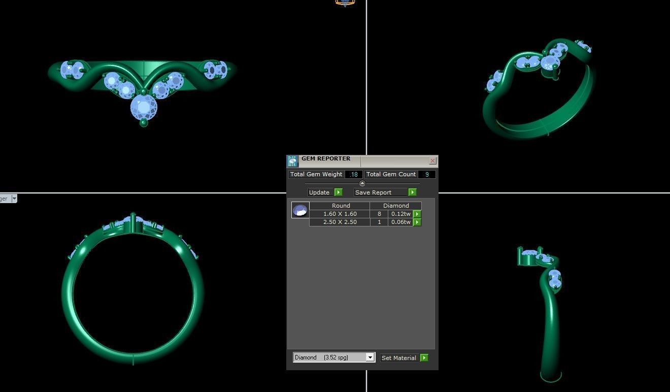 Diamond Ring Cad SR70 3D model 3D printable | CGTrader