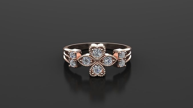 Diamond Ring Cad SR68 3D model 3D printable | CGTrader