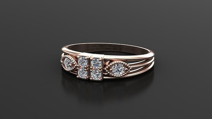 Diamond Ring Cad SR66 3D model 3D printable | CGTrader