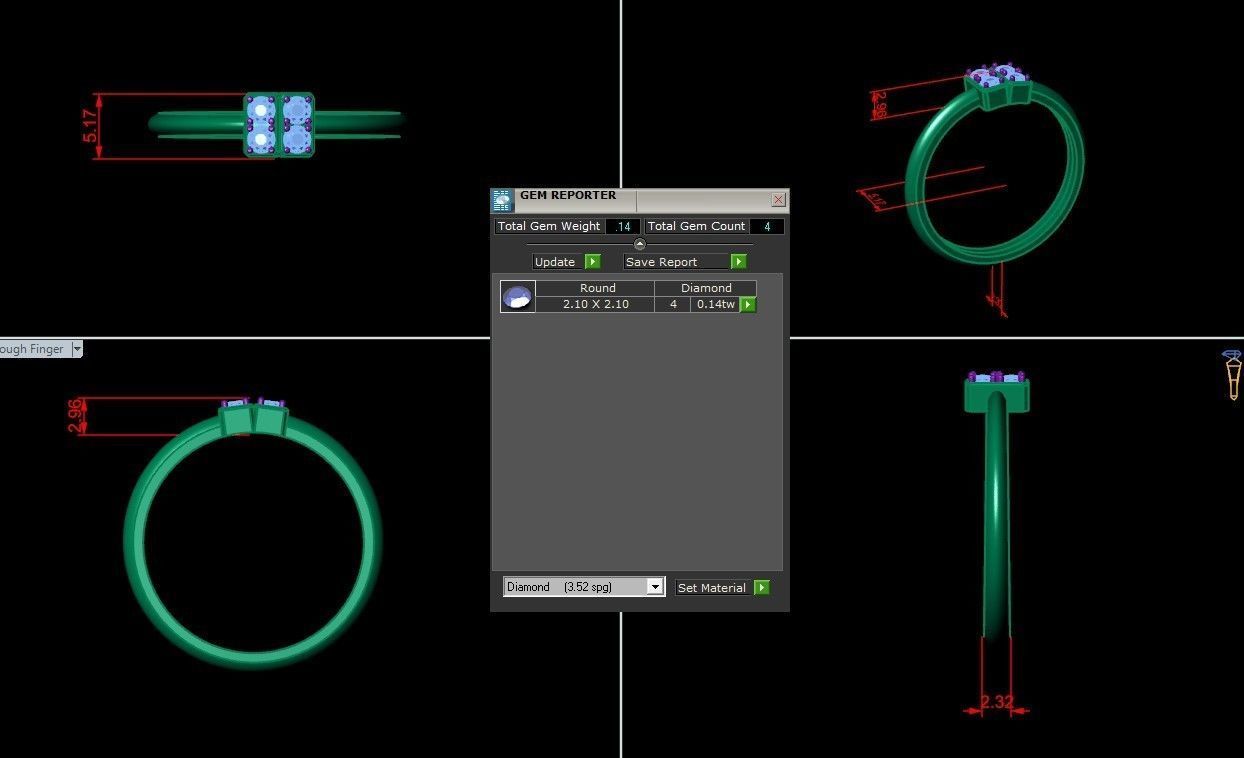 Diamond Ring Cad SR52 3D model 3D printable | CGTrader