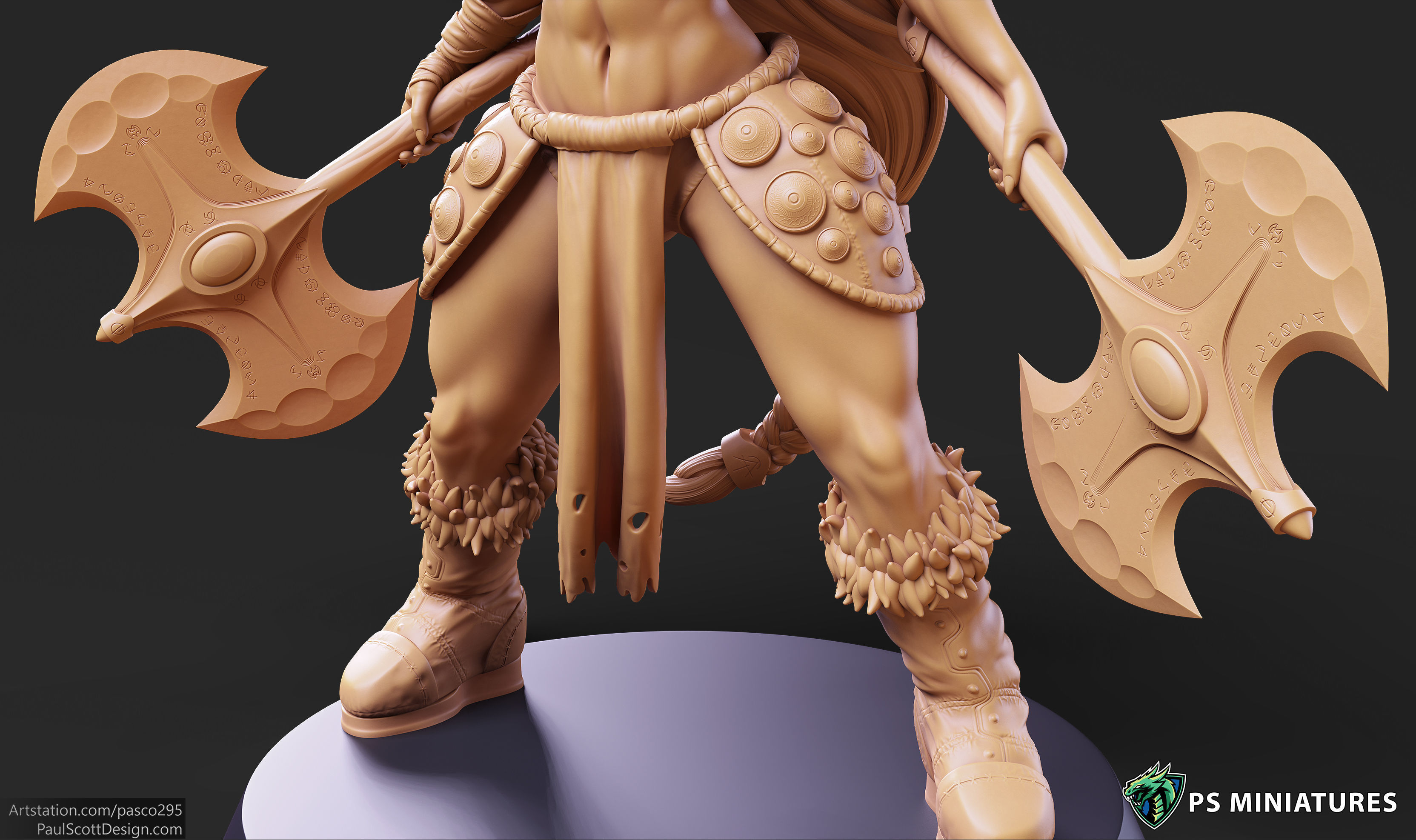 Barbarian Battlemaster Pose 4 - 2 Variants and Pinup 3D model 3D ...