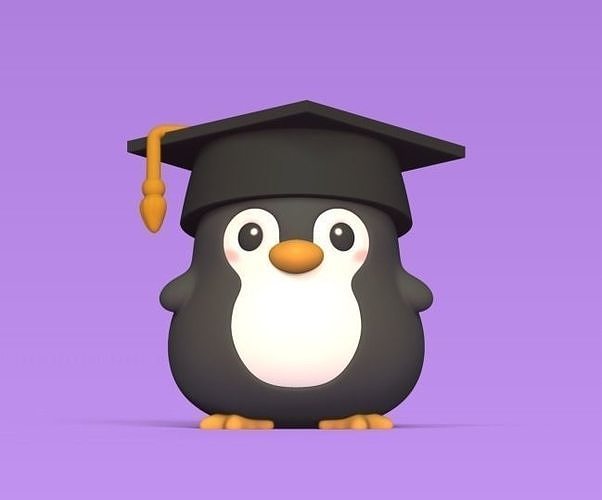 Penguin Graduate 3D model 3D printable | CGTrader