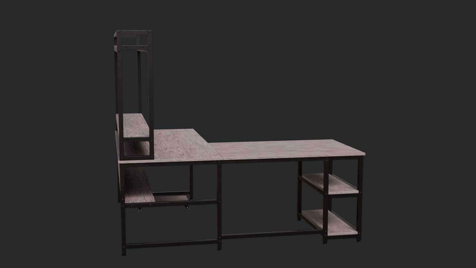 3D model L shaped desk with shelf in color variations VR / AR / low ...
