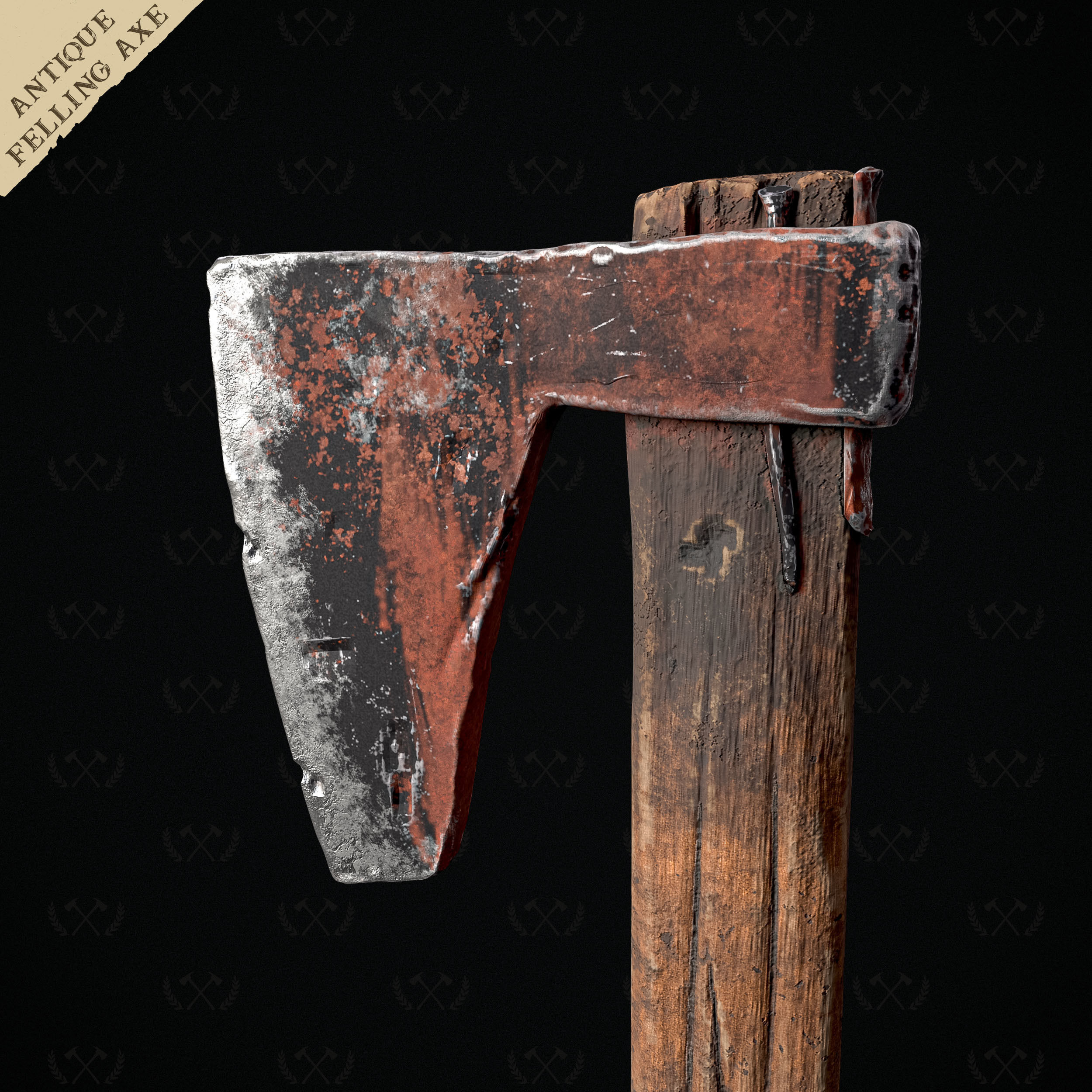 Felling Axe Antique - Diorama Miniature TableTop - Lumberjack 3D model ...