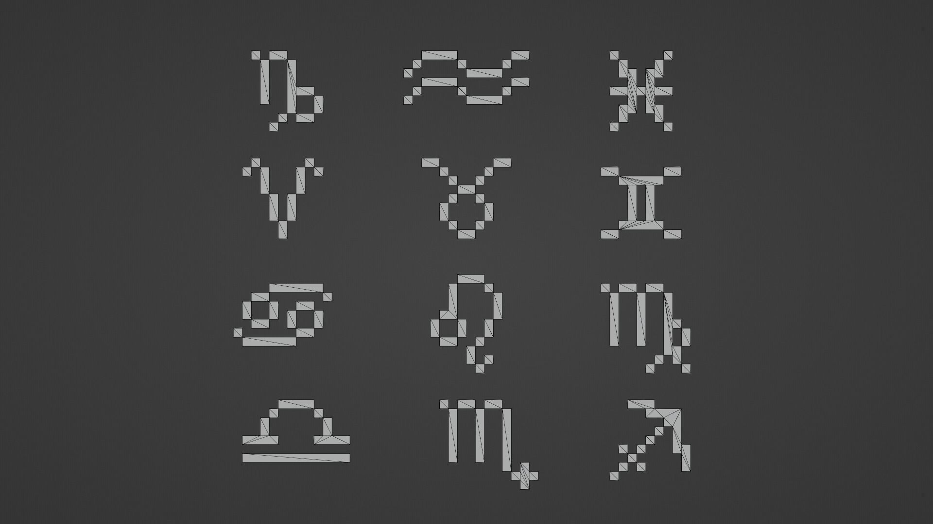 3D model Zodiac Pixel Set VR / AR / low-poly | CGTrader