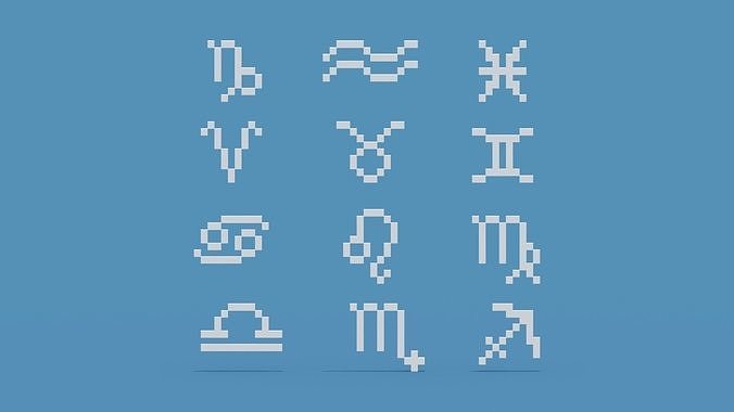 3D model Zodiac Pixel Set VR / AR / low-poly | CGTrader