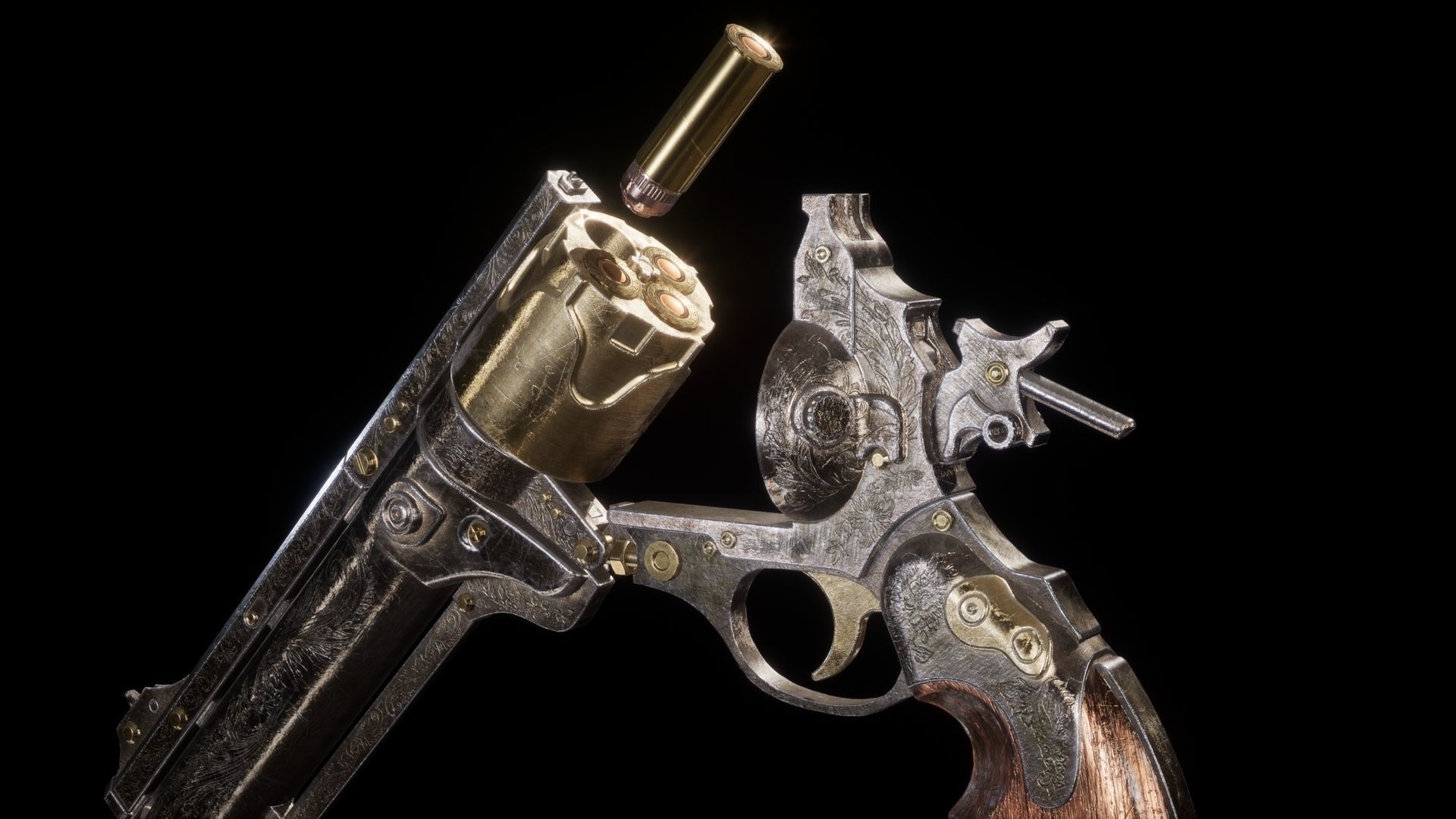 3D model Steampunk Dieselpunk Revolver Gun VR / AR / low-poly | CGTrader