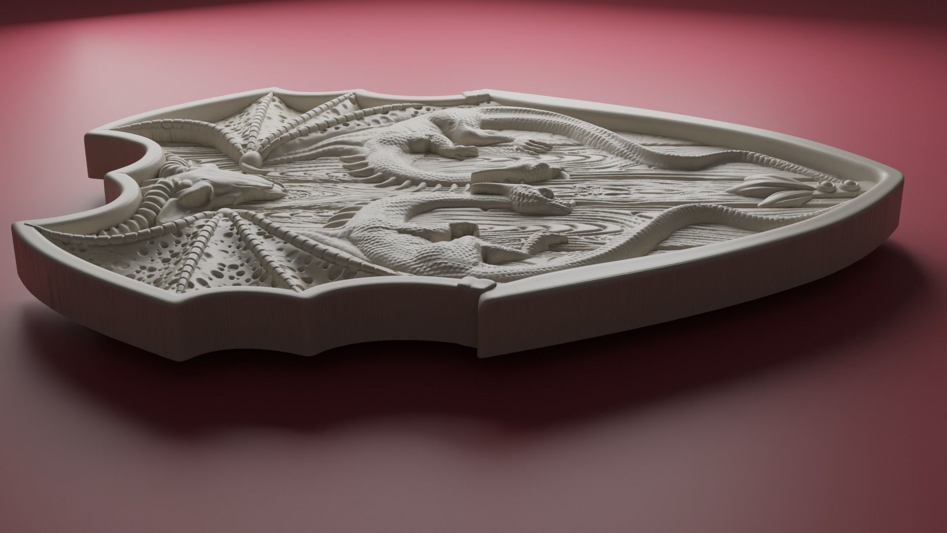Dragon Shield Bas Relief 3D model 3D printable | CGTrader