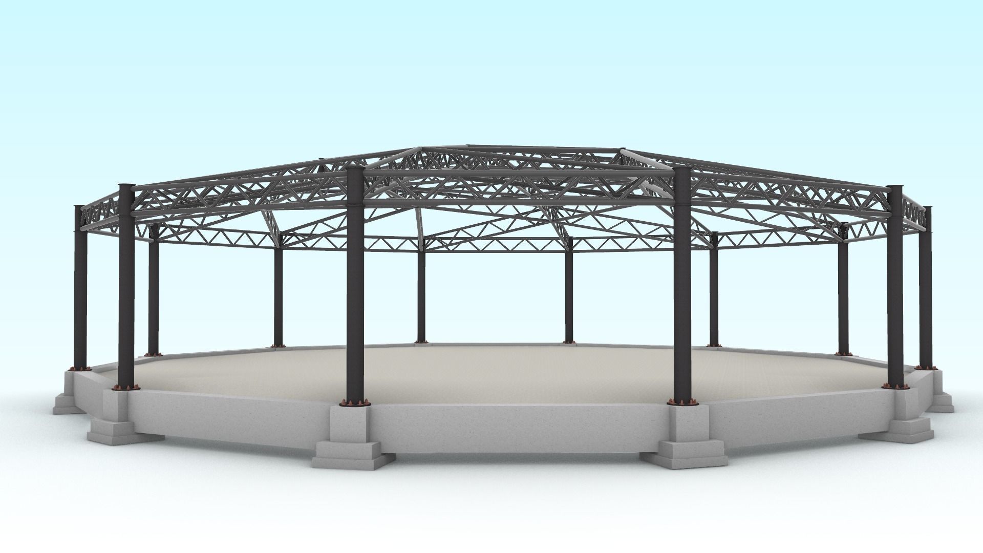Truss beam - Spherical roof model 3D model | CGTrader