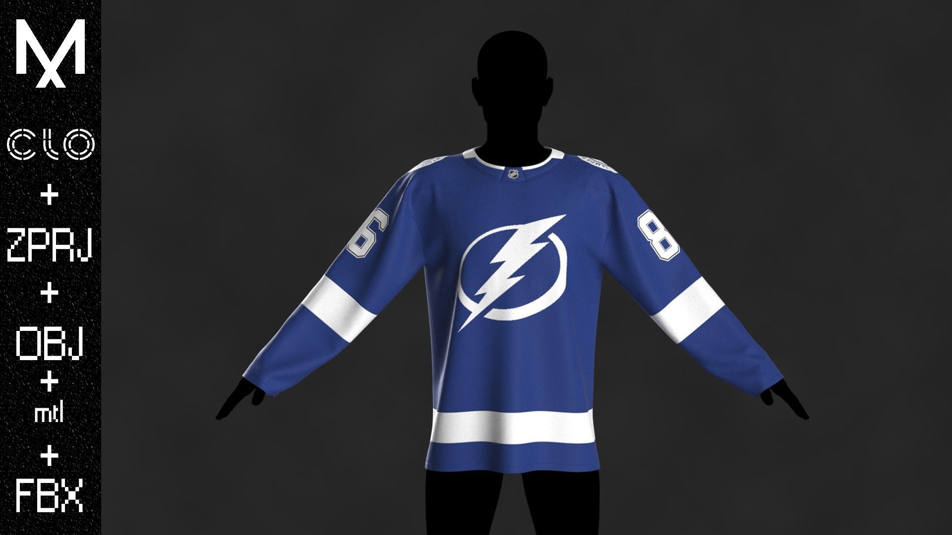 Male Jersey Tampa Bay Lightning OBJ mtl FBX ZPRJ 3D model | CGTrader
