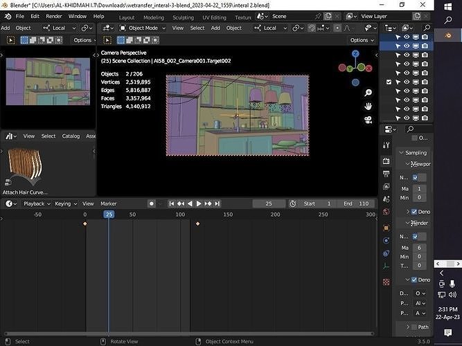 3D model Interior Kitchen Room 3D Scenes 3D House Model VR / AR / low ...