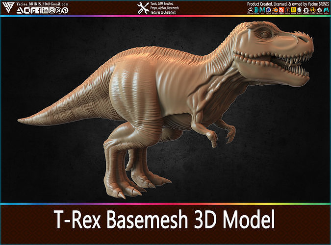T-Rex Basemesh 3D Model 3D model 3D printable | CGTrader