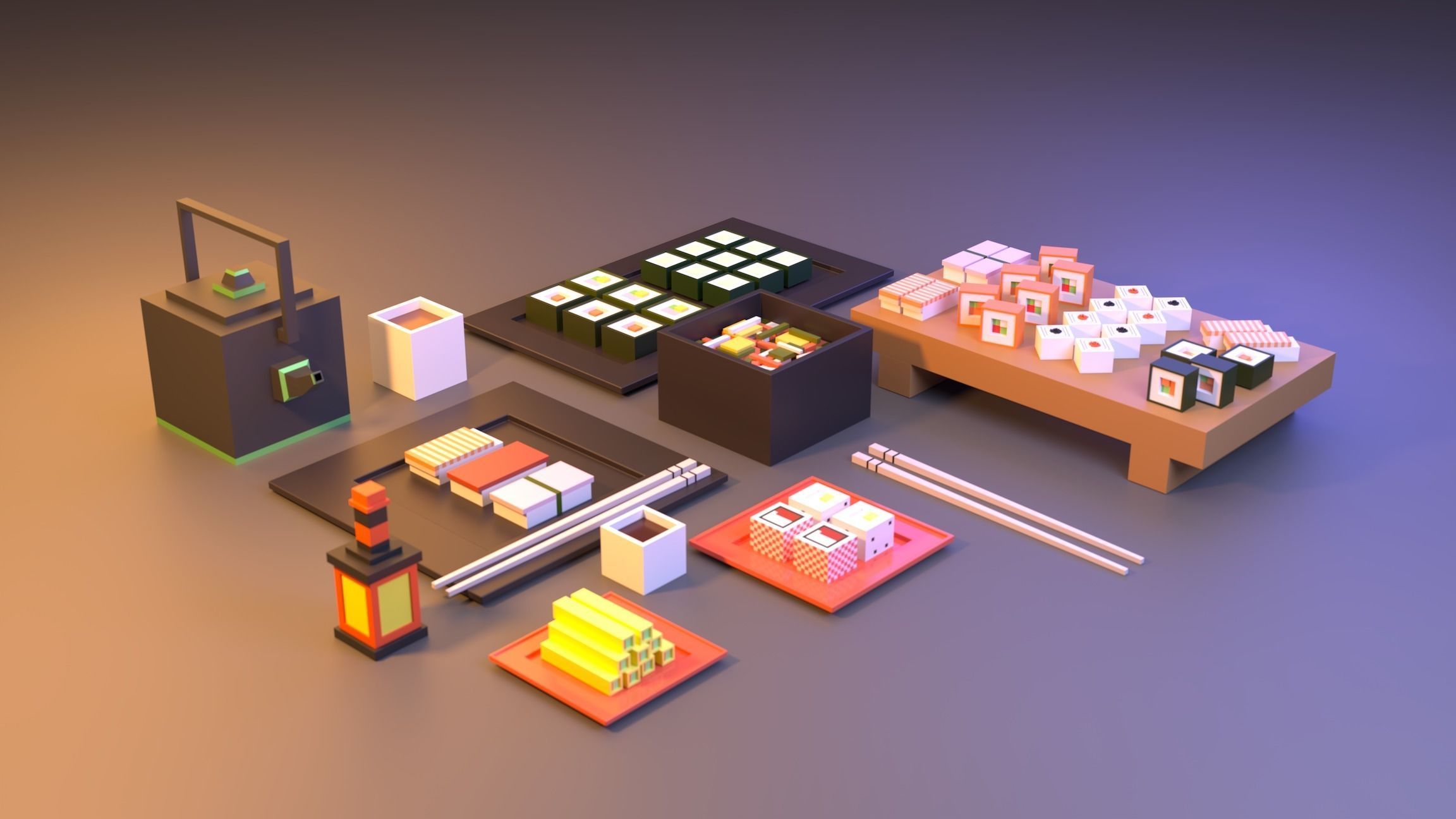 Sushi Set free VR / AR / low-poly 3D model | CGTrader