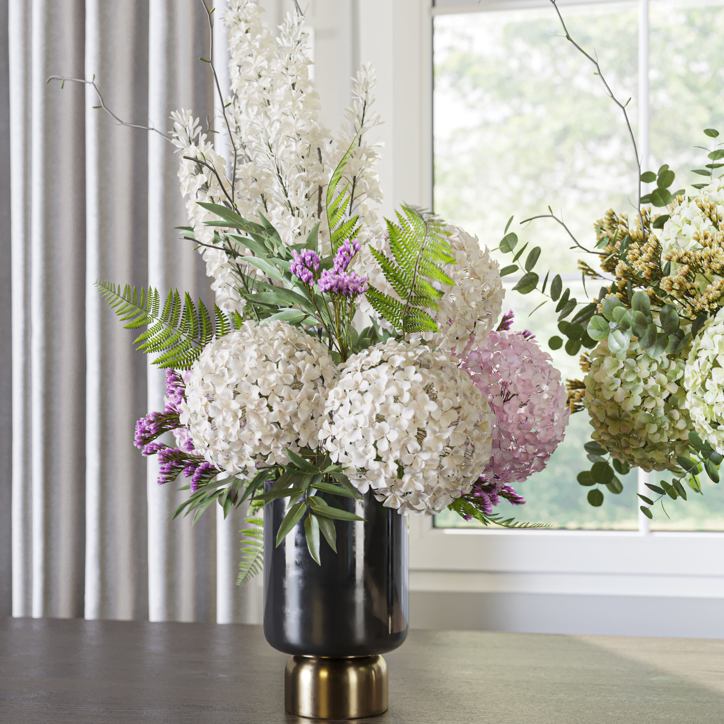 Flower Set 059 Hydrangea Delphinium eucalyptus 3D model | CGTrader