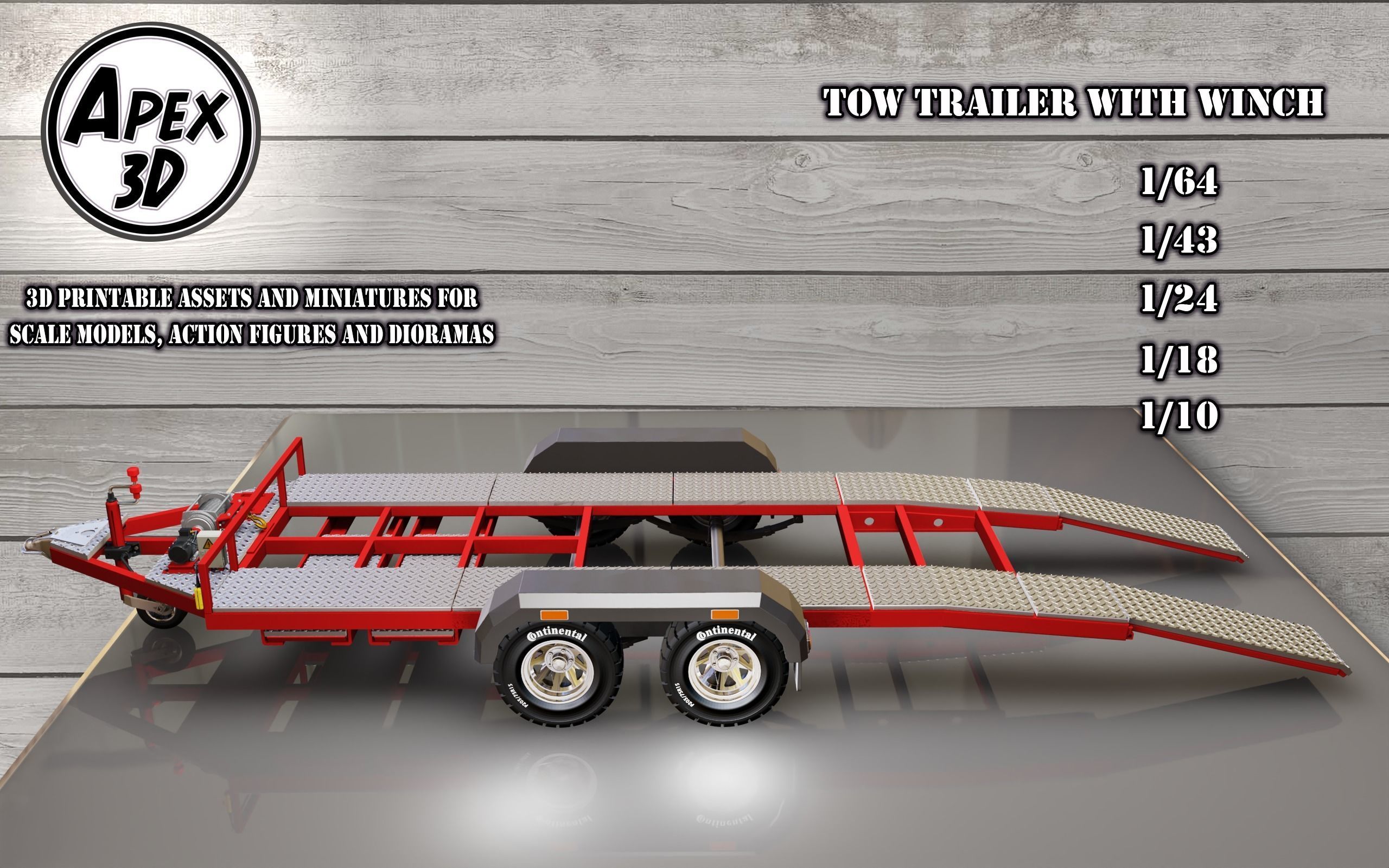 Car Tow Trailer 3d printable in various scales 3D model 3D printable ...