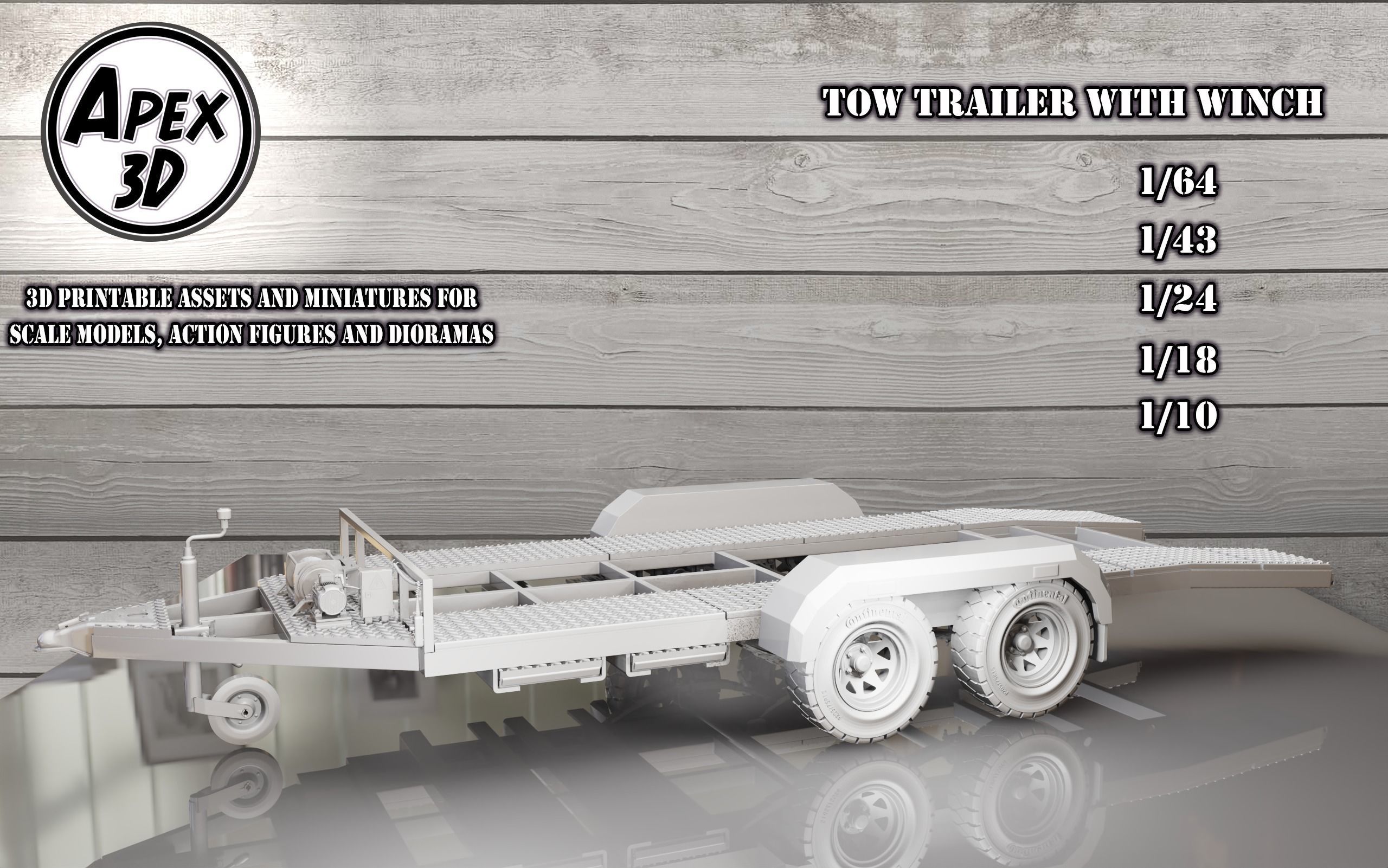 Car Tow Trailer 3d printable in various scales 3D model 3D printable ...