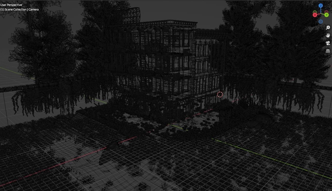 Post apocalyptic abandoned brick building 3D model | CGTrader