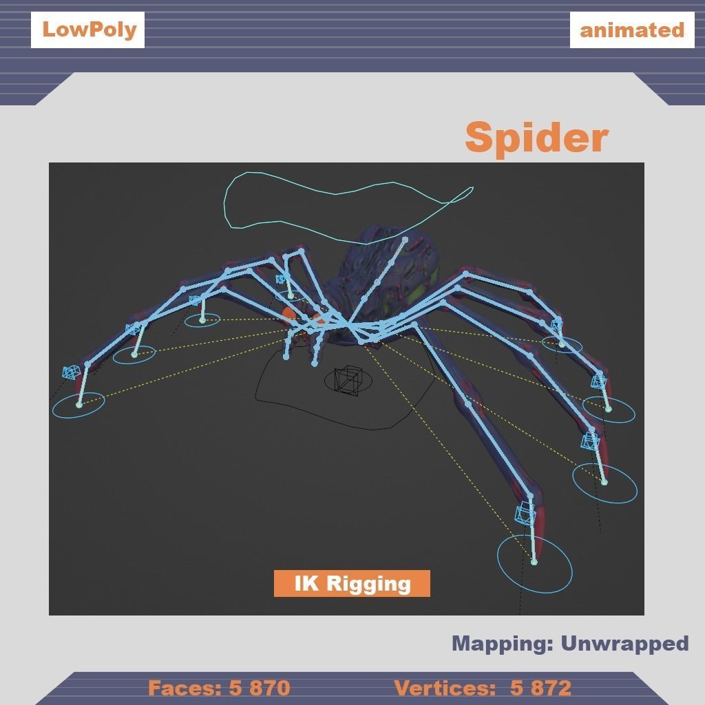 3D model Spider Low-Poly 3D Model VR / AR / low-poly | CGTrader