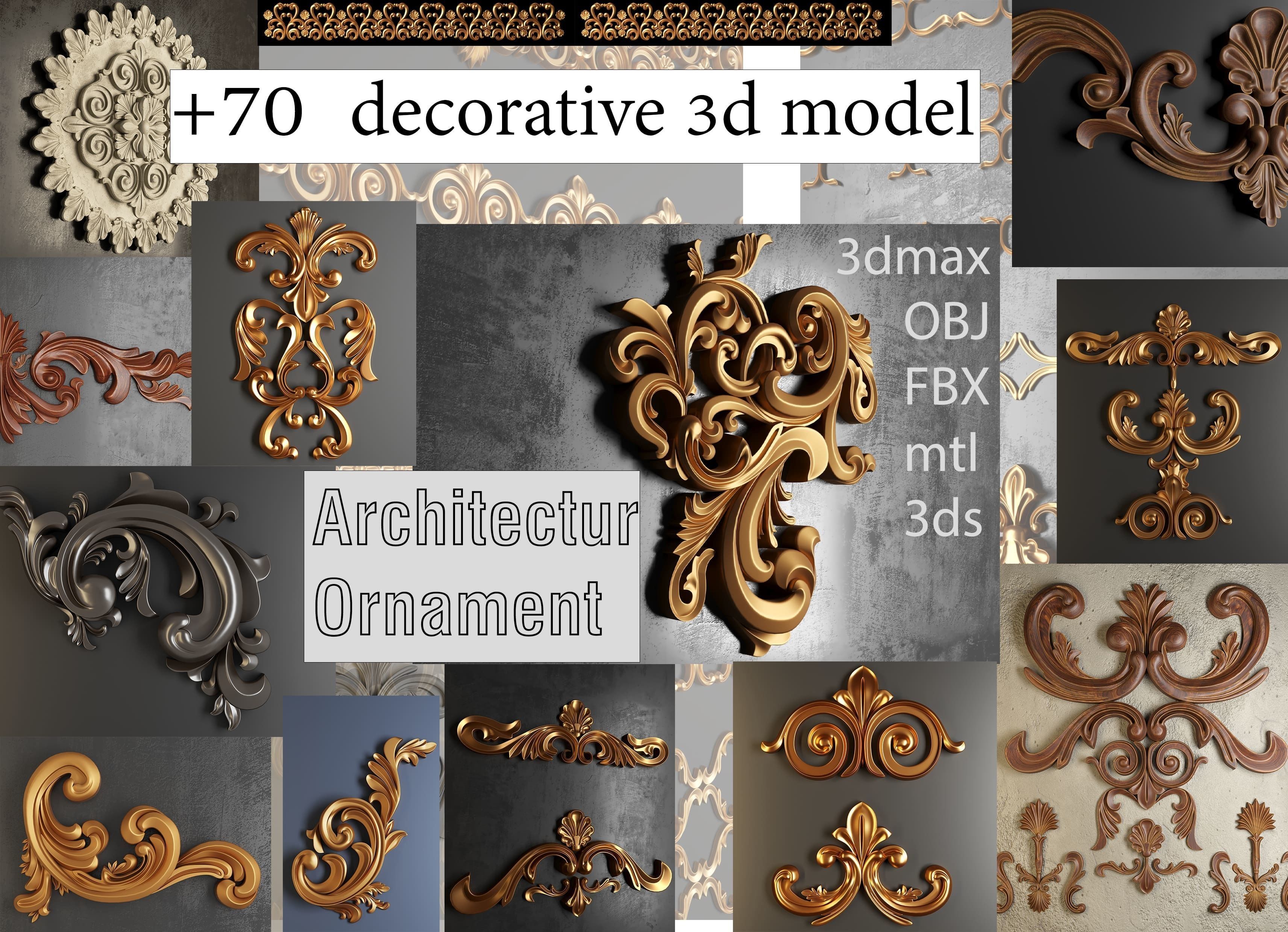 Collection of applied architectural ornaments 3D model | CGTrader