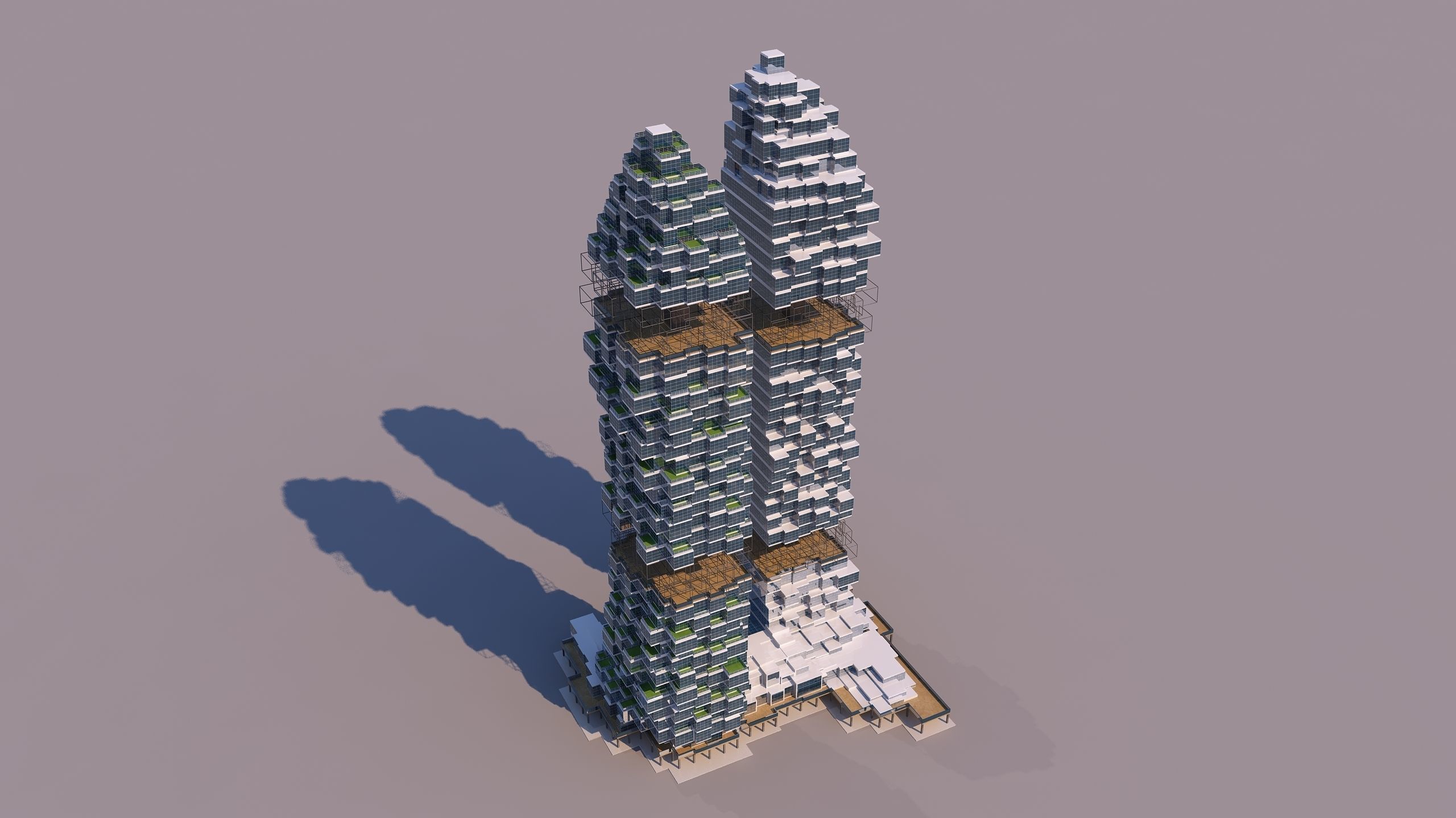 4 Voxel Skyscrapers - Architecture 3D Projects - 2D Drawings 3D Model ...