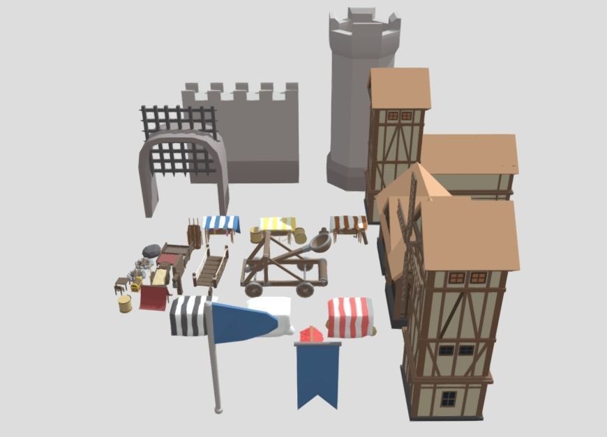 Low Poly Medieval Castle Pack 3D model | CGTrader