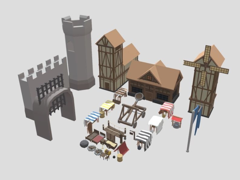 Low Poly Medieval Castle Pack 3D model | CGTrader