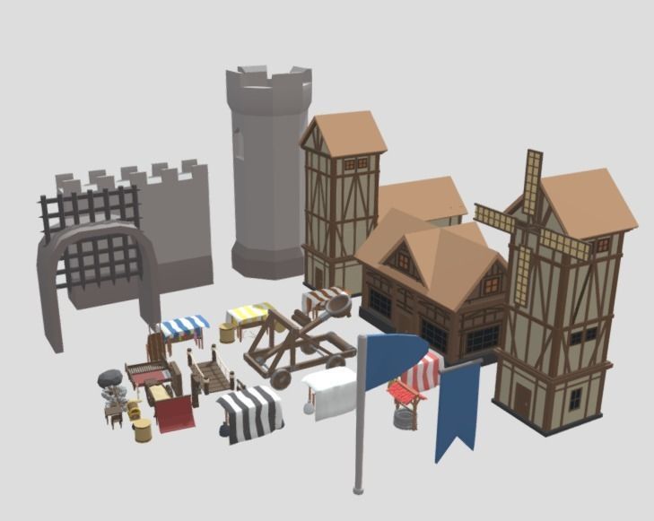 Low Poly Medieval Castle Pack 3D model | CGTrader