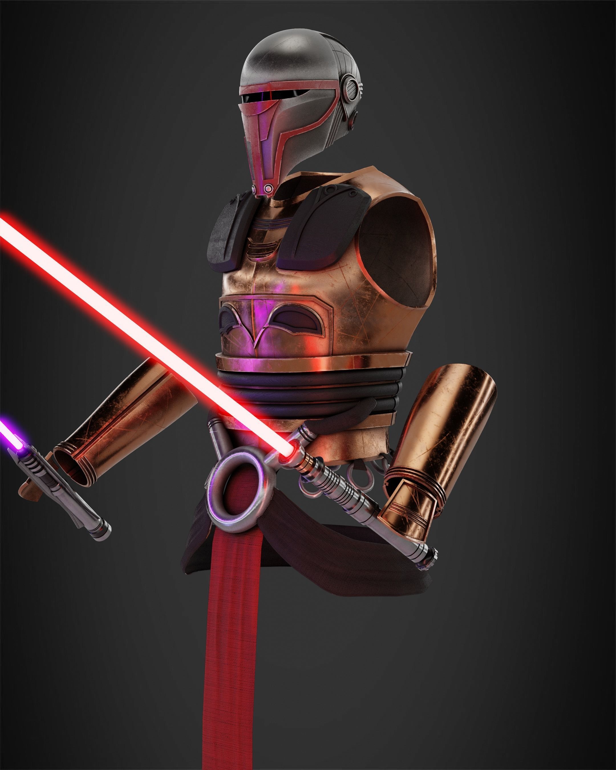 Star Wars Darth Revan Full Armor and Lightsabers for Cosplay 3D Model ...