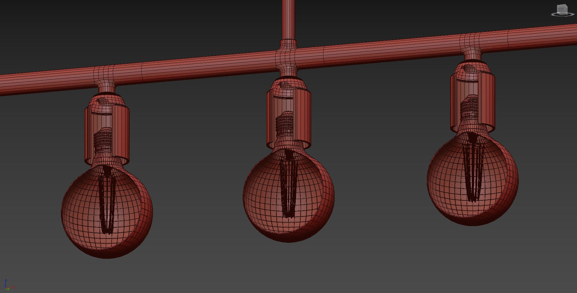 Black And Brass Industrial Five Bulb Bar Light 3D model | CGTrader