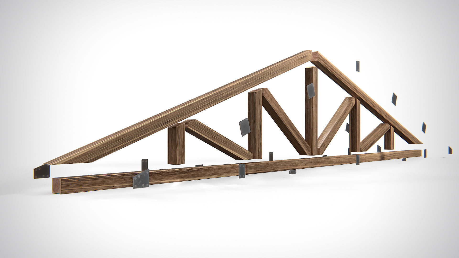 3D model Wooden Truss Double Howe PBR VR / AR / low-poly | CGTrader