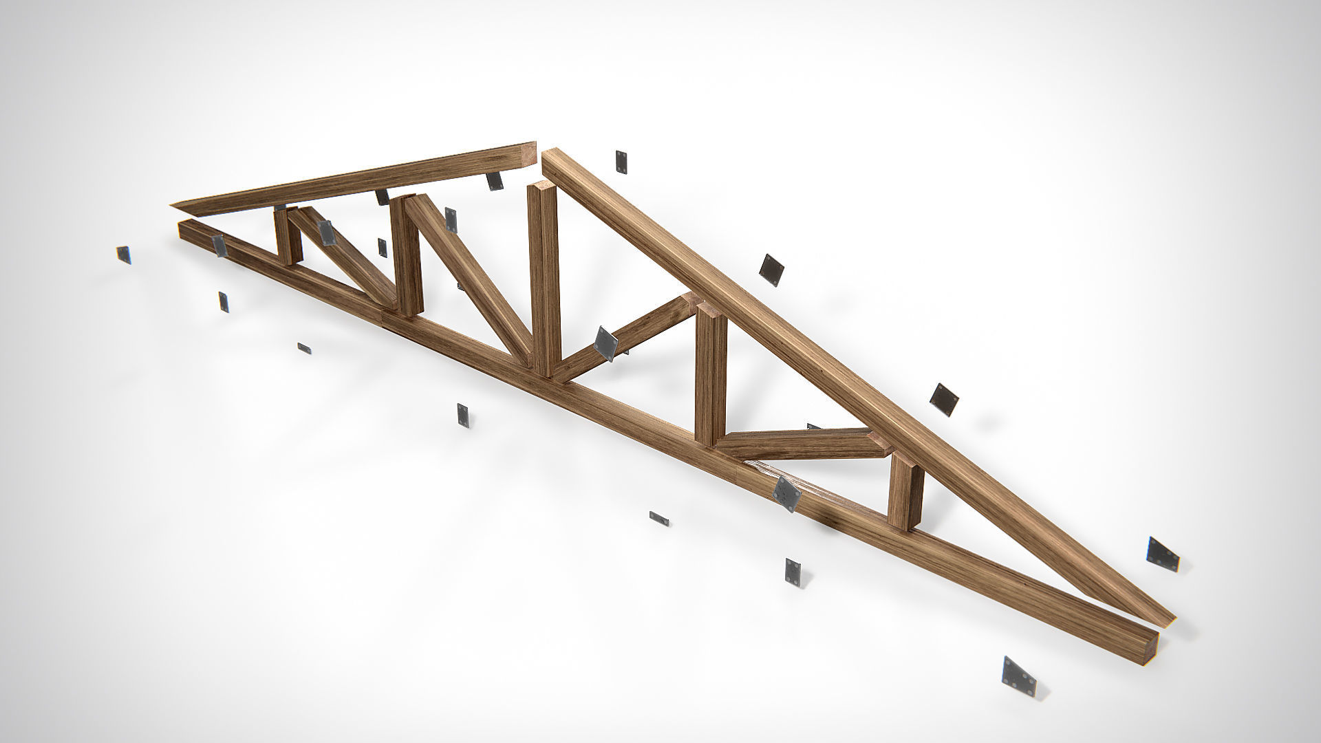 3D model Wooden Truss Double Howe PBR VR / AR / low-poly | CGTrader