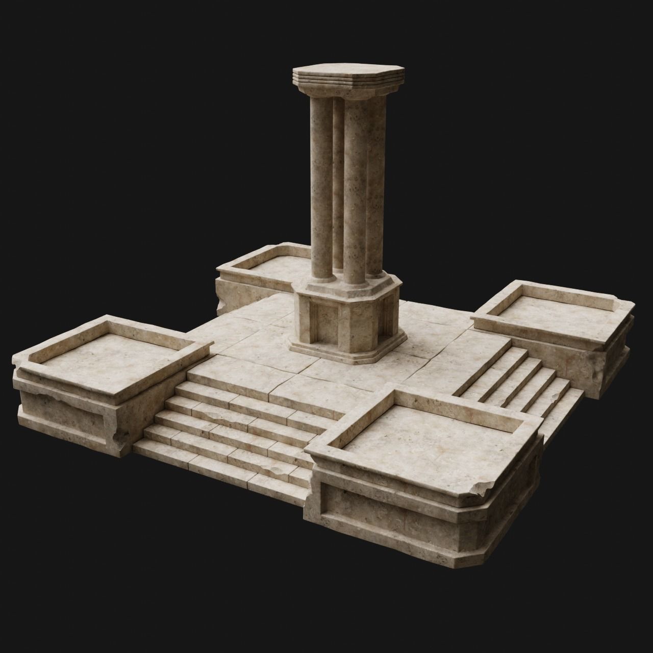 3D model ANCIENT RUIN GREEK ROMAN TEMPLE MONUMENT STATUE COLUMN PACK VR ...