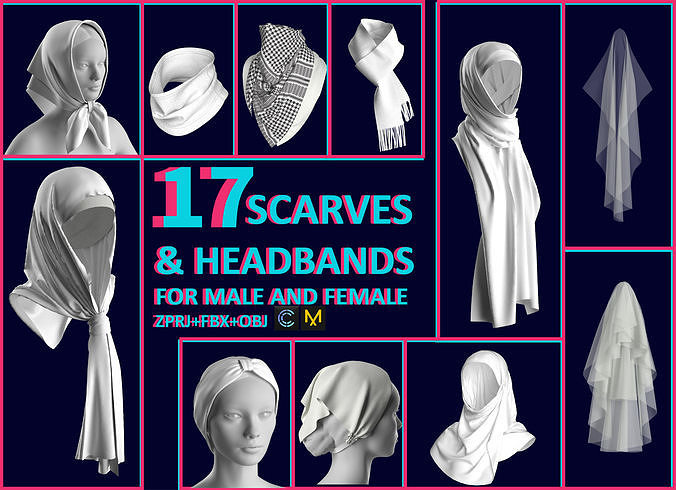 3D model 17 SCARF and HEADBAND 3D MODELS VR / AR / low-poly | CGTrader