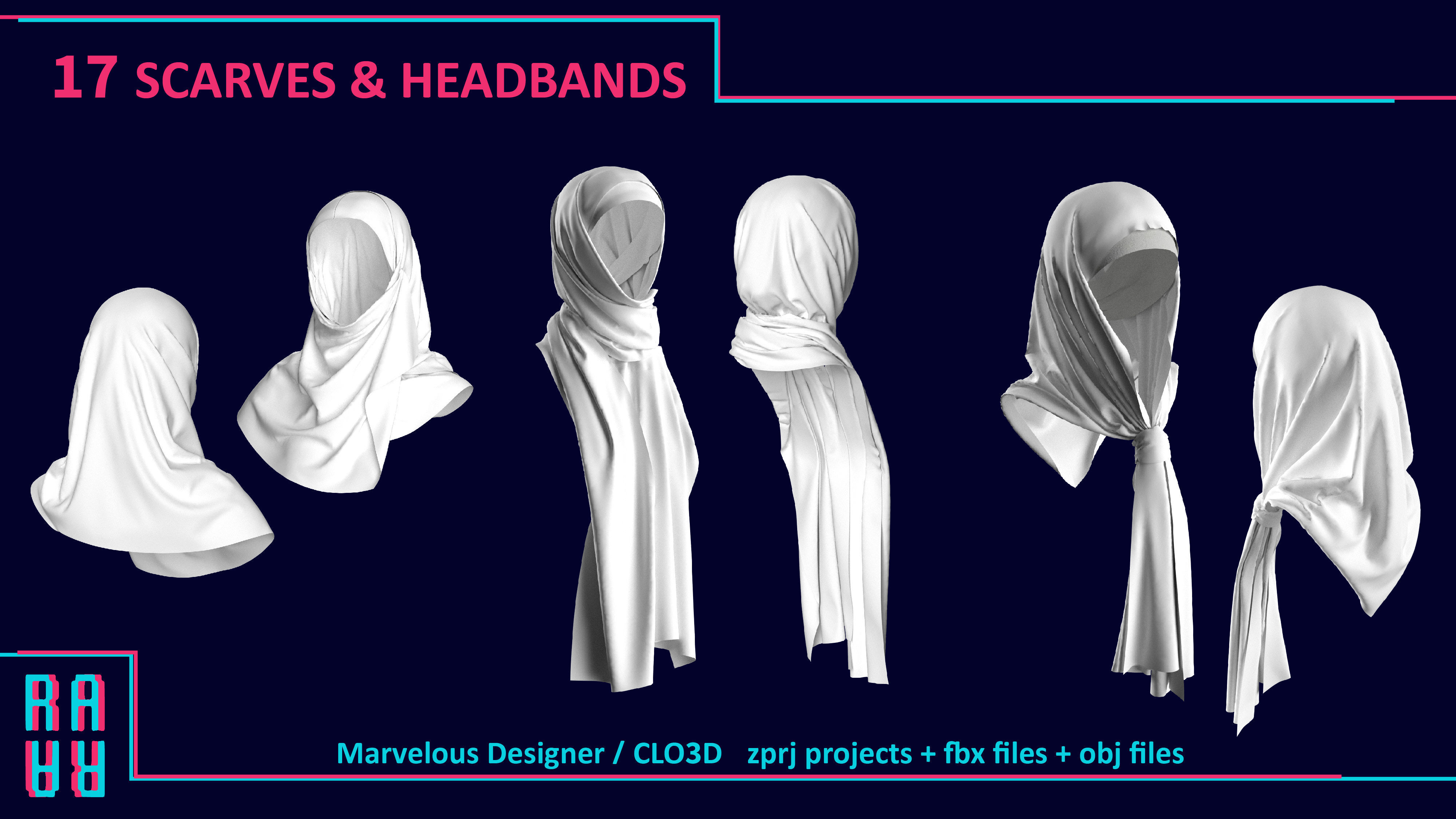 3D model 17 SCARF and HEADBAND 3D MODELS VR / AR / low-poly | CGTrader