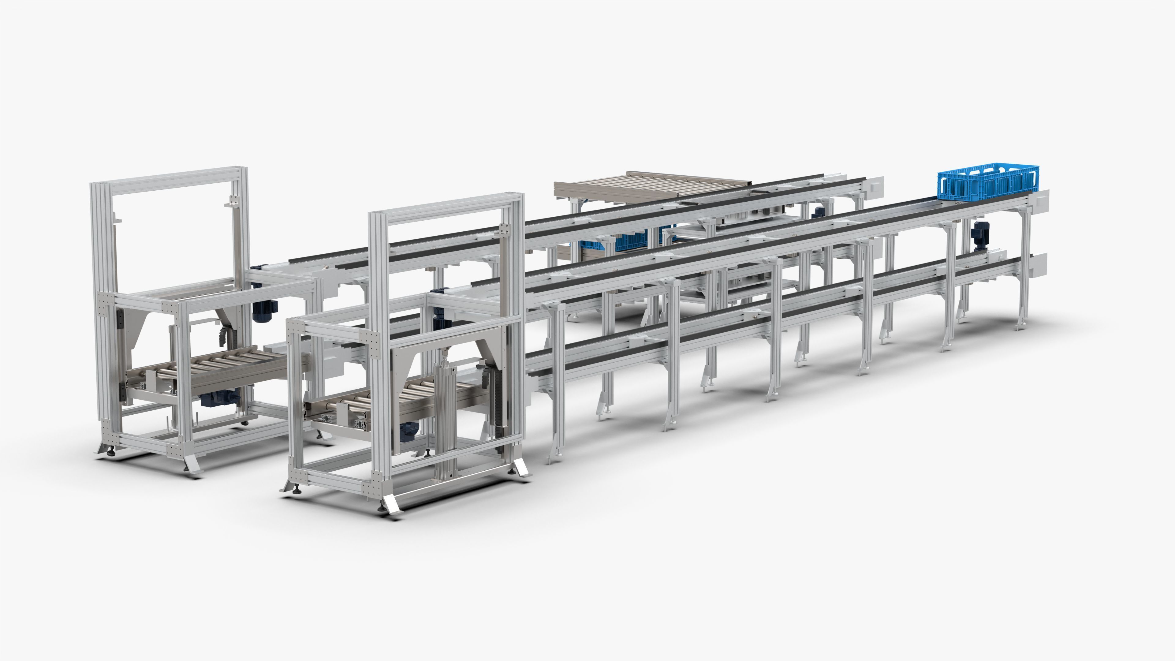 Double Layer Return and Double Speed Chain Assembly Line 3D model ...