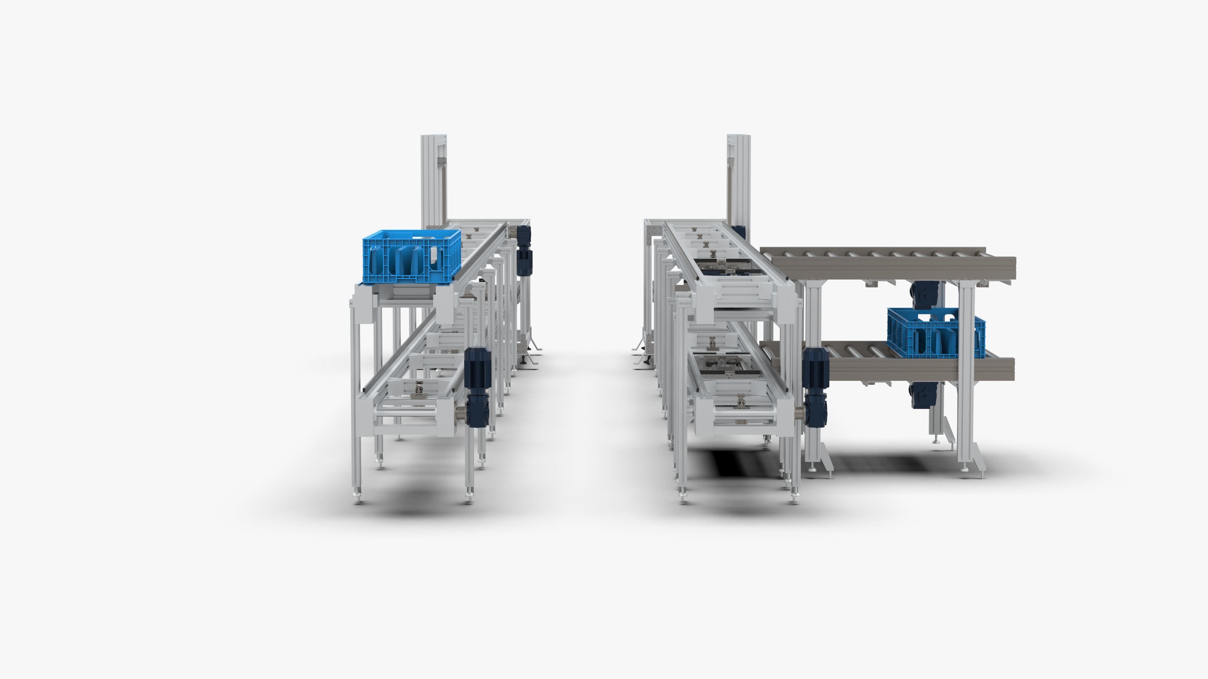 Double Layer Return and Double Speed Chain Assembly Line 3D model ...