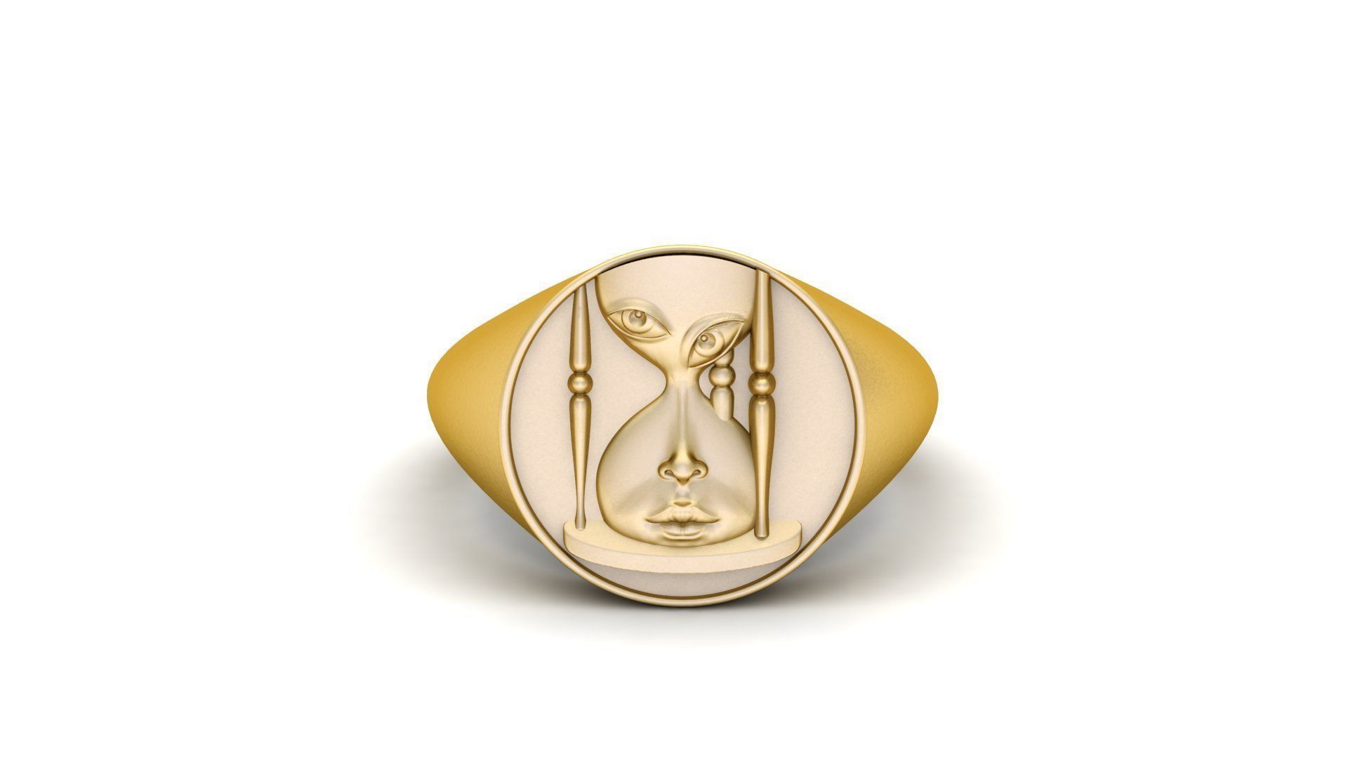 Gold Face Clock Ring 3D model 3D printable | CGTrader