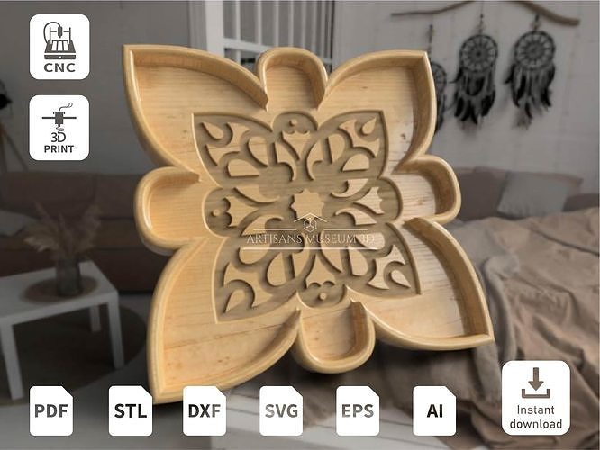 Ornament tray V3 Files for CNC and 3D Printing DXF STL 3D model 3D printable | CGTrader